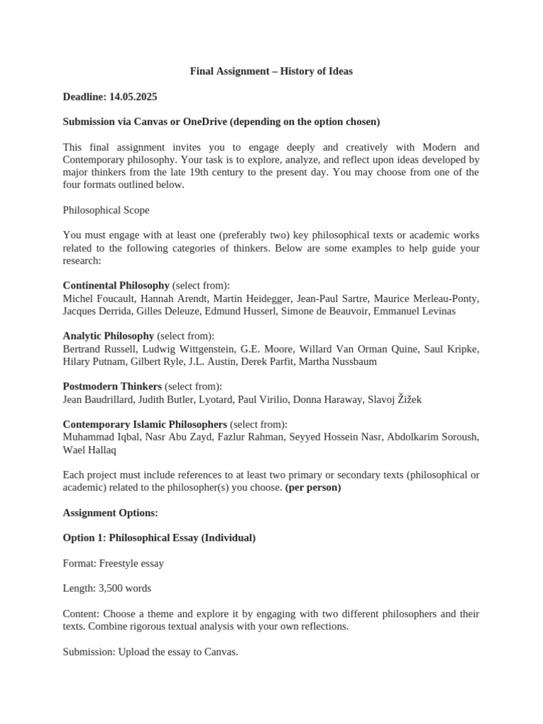 Final Assignment: Modern Philosophy Exploration | PDF | Jacques Derrida ...