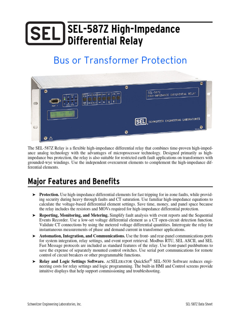 Manual de Usuario SEL Relevador Diferencial | PDF | Relay | Transformer