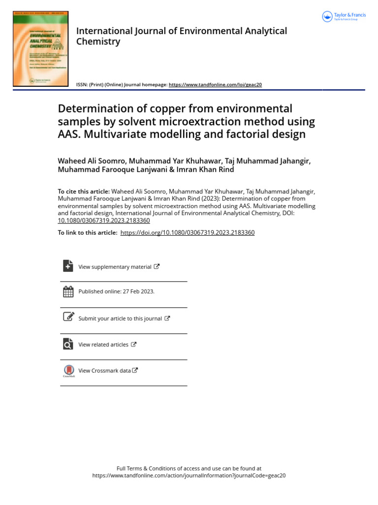 Copper Detection in Environmental Samples | PDF | Detection Limit ...