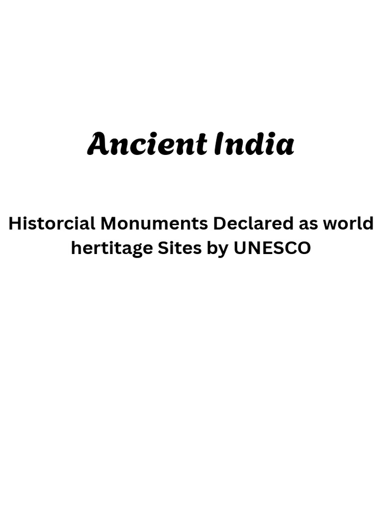 UNESCO World Heritage Sites in Ancient India | PDF