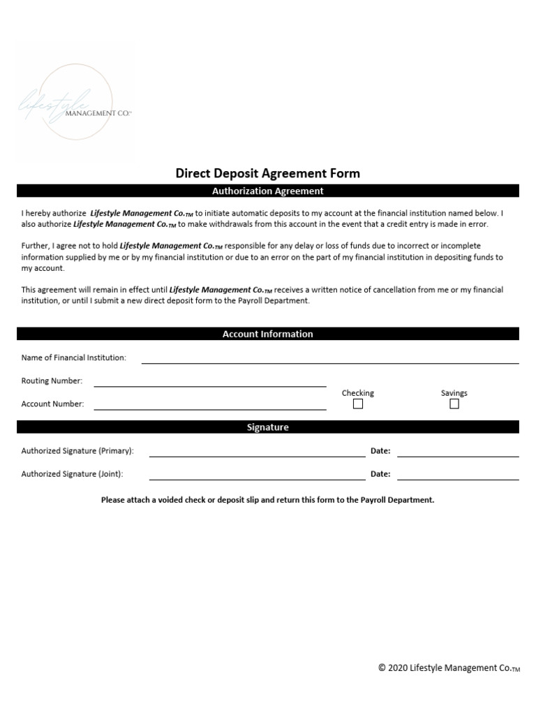 Direct Deposit Form-3 | PDF