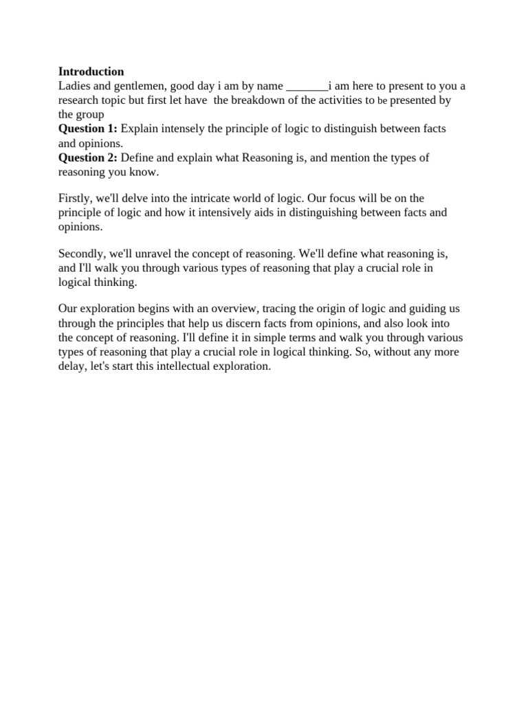 Introduction To Logical Thinking | PDF | Logic | Reason
