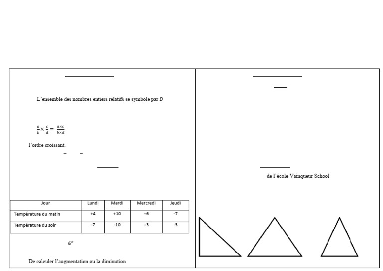 Devoir de mathématiques 6e - Vainqueur School | PDF | Triangle ...
