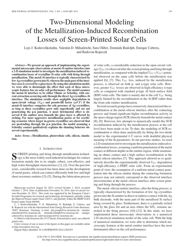 Two-Dimensional Modeling | PDF | Solar Cell | Scanning Electron Microscope