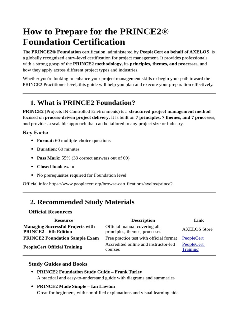 PrinceII Found Exam Prep | PDF | Project Management | Learning