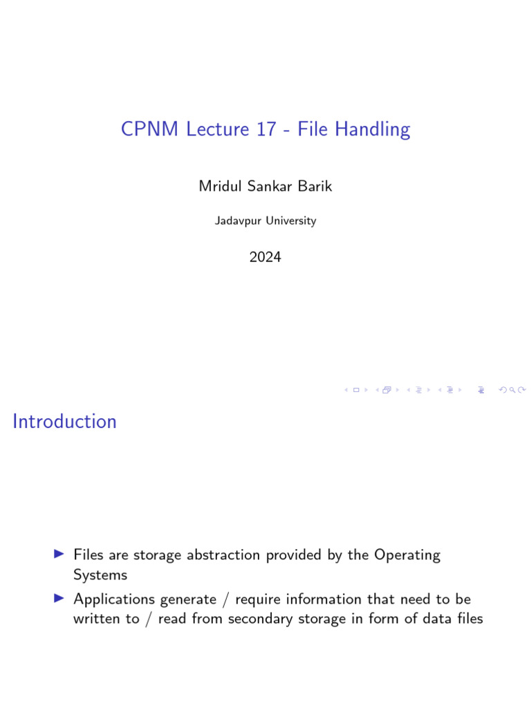 CPNM Lecture 17 File Handling | PDF | Pointer (Computer Programming) | Computer Architecture