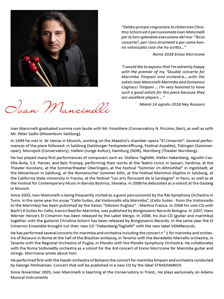 Ivan Mancinelli Biography | PDF | Orchestras | Cello