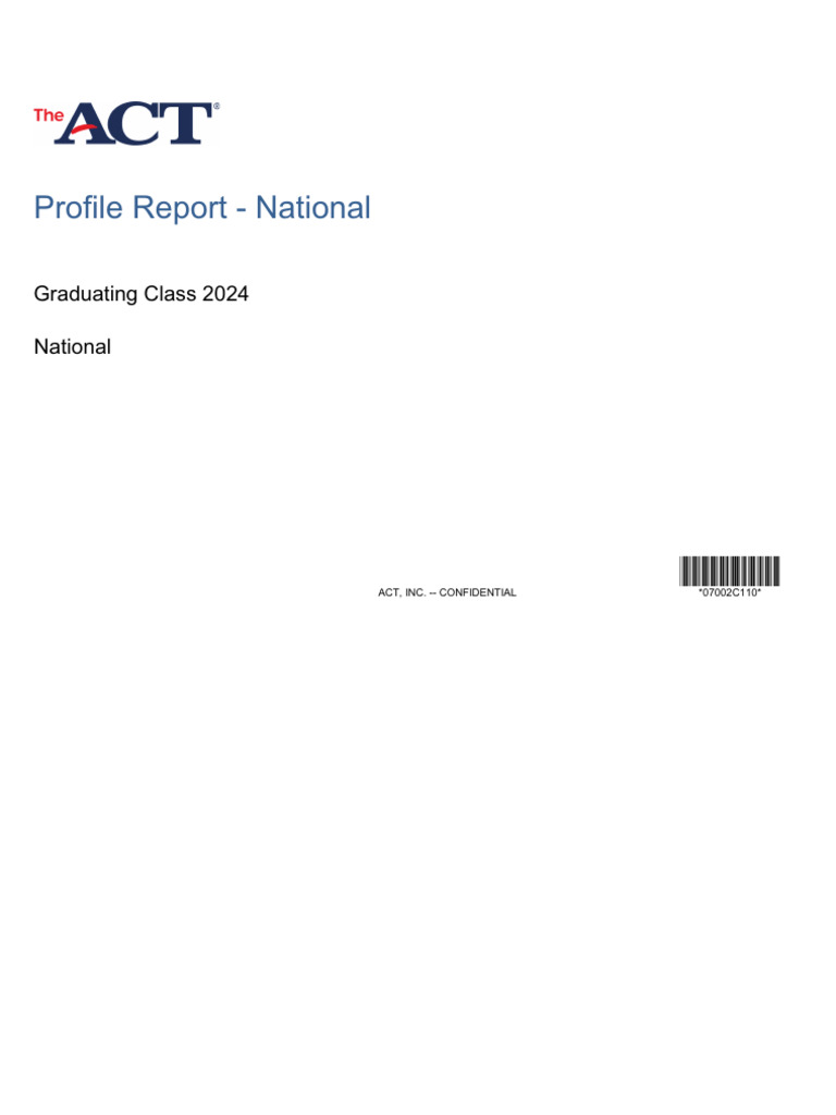 ACT Profile Report: Class of 2024 | PDF | Race And Ethnicity In The ...