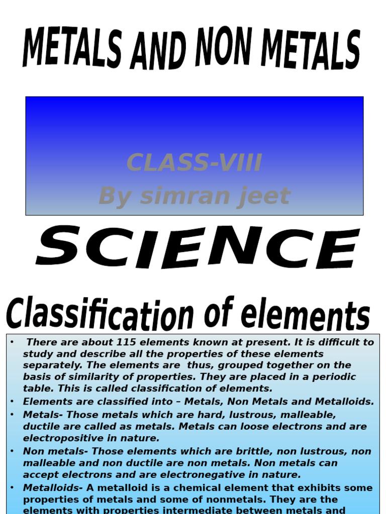 Metals N Nonmetals Nks | PDF | Metals | Hydroxide