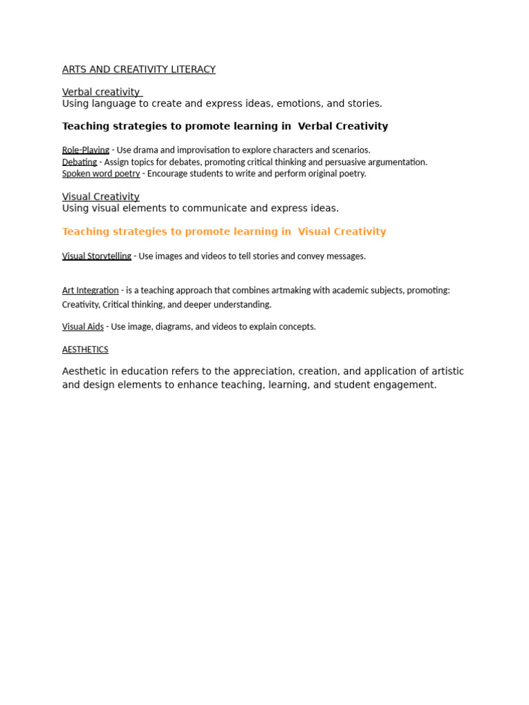 ARTS-AND-CREATIVITY-LITERACY | PDF