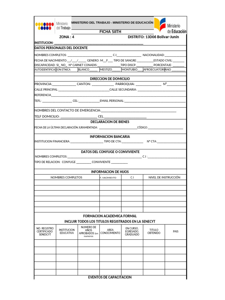 Ficha Siith Actualizada | PDF