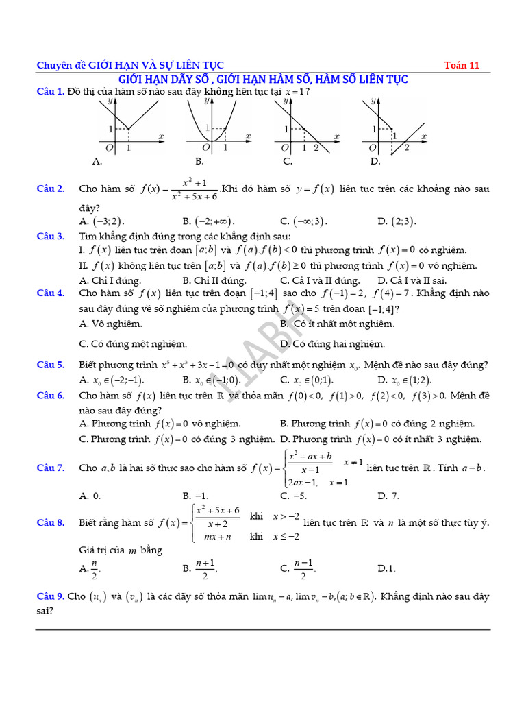 On Tap Gioi Han Day So Va Gioi Han Ham So HS | PDF