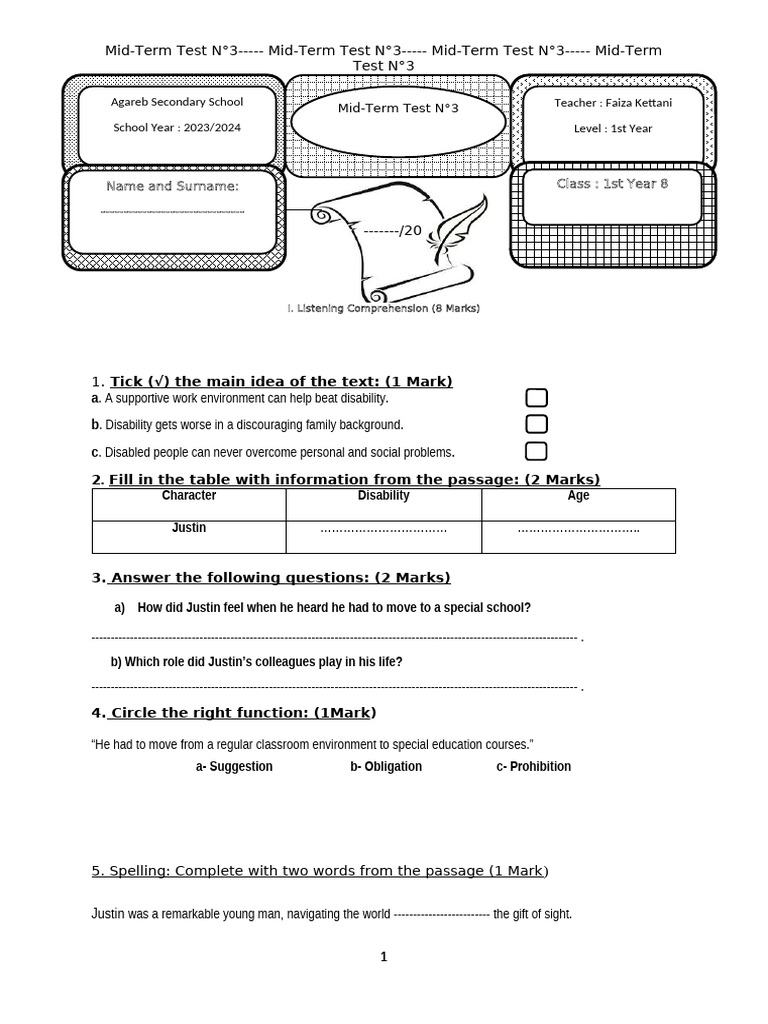 Mid Term Test 3 First 8.docx Version 1 | PDF | Dogs