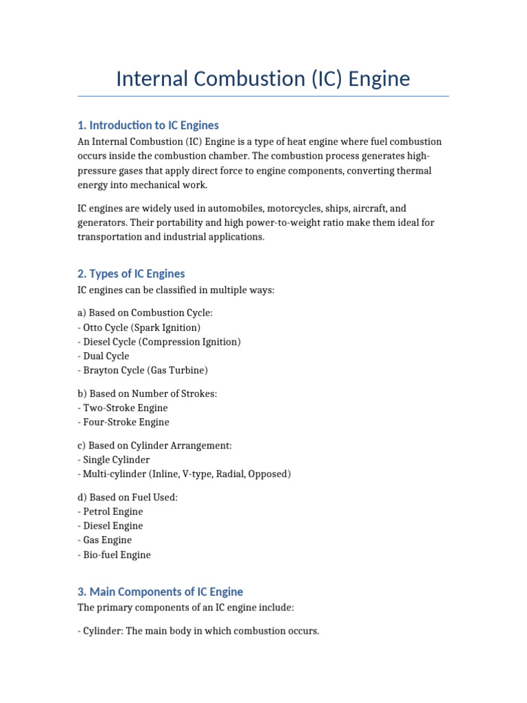 Internal Combustion Engine Overview | PDF | Internal Combustion Engine ...