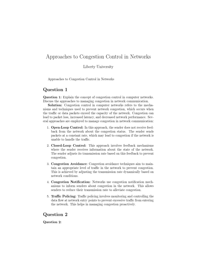 Approaches to Congestion Control in Networks | PDF | Network Congestion | Transmission Control ...