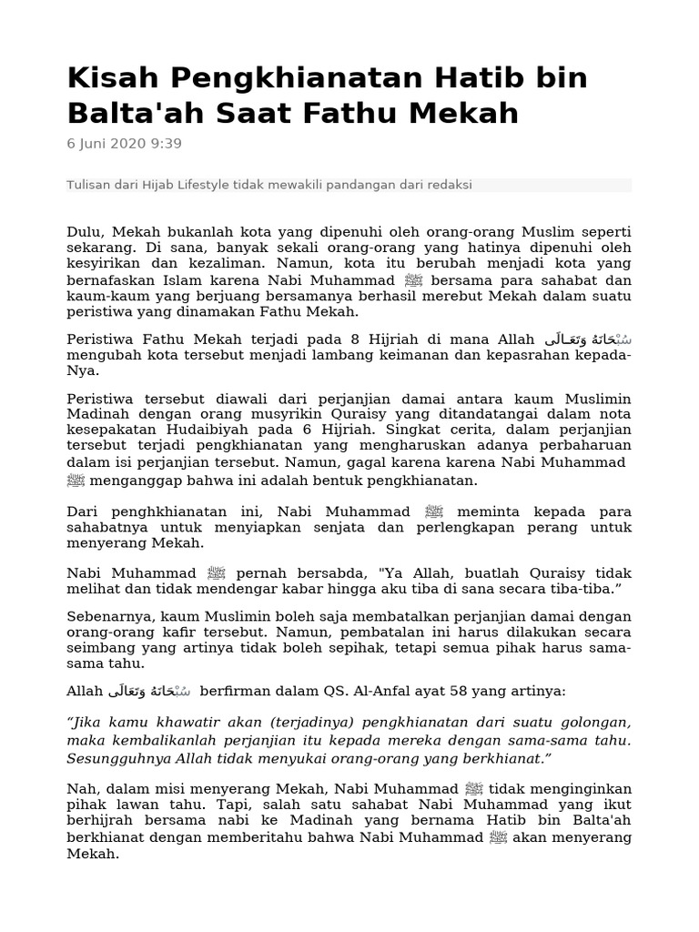 Pengkhianatan Hatib di Fathu Mekah | PDF