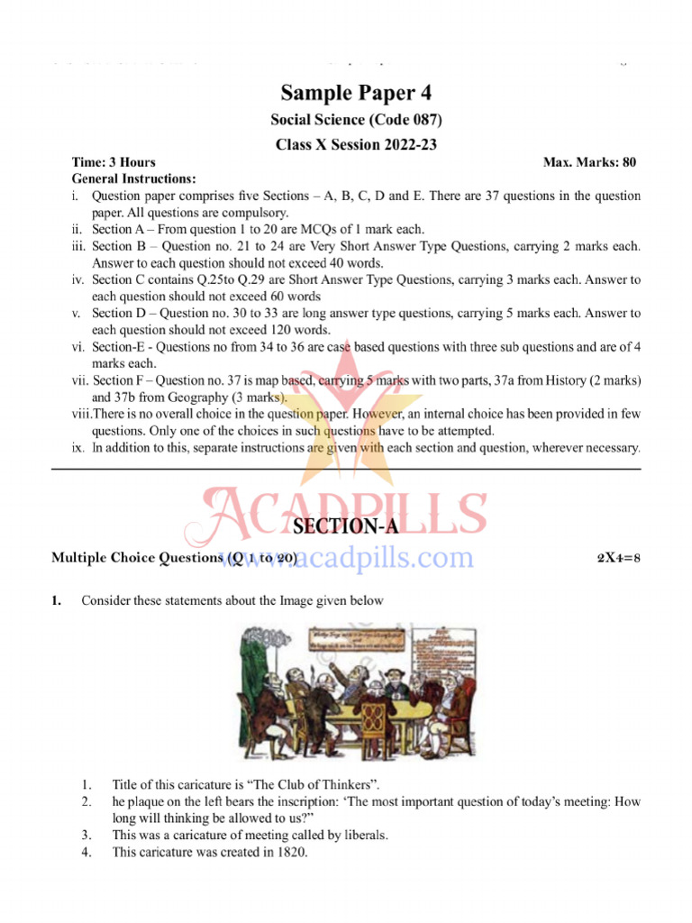 Social Science Sample Paper 4 | PDF