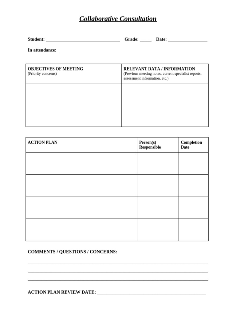 Collaborative Consultation Template 1 | PDF
