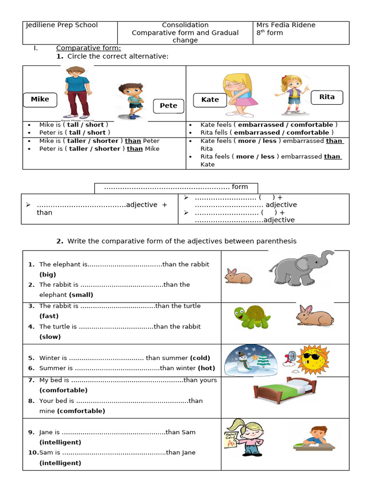 Sporting Activities Comparative and Gradual Change - Docx Version 1 | PDF