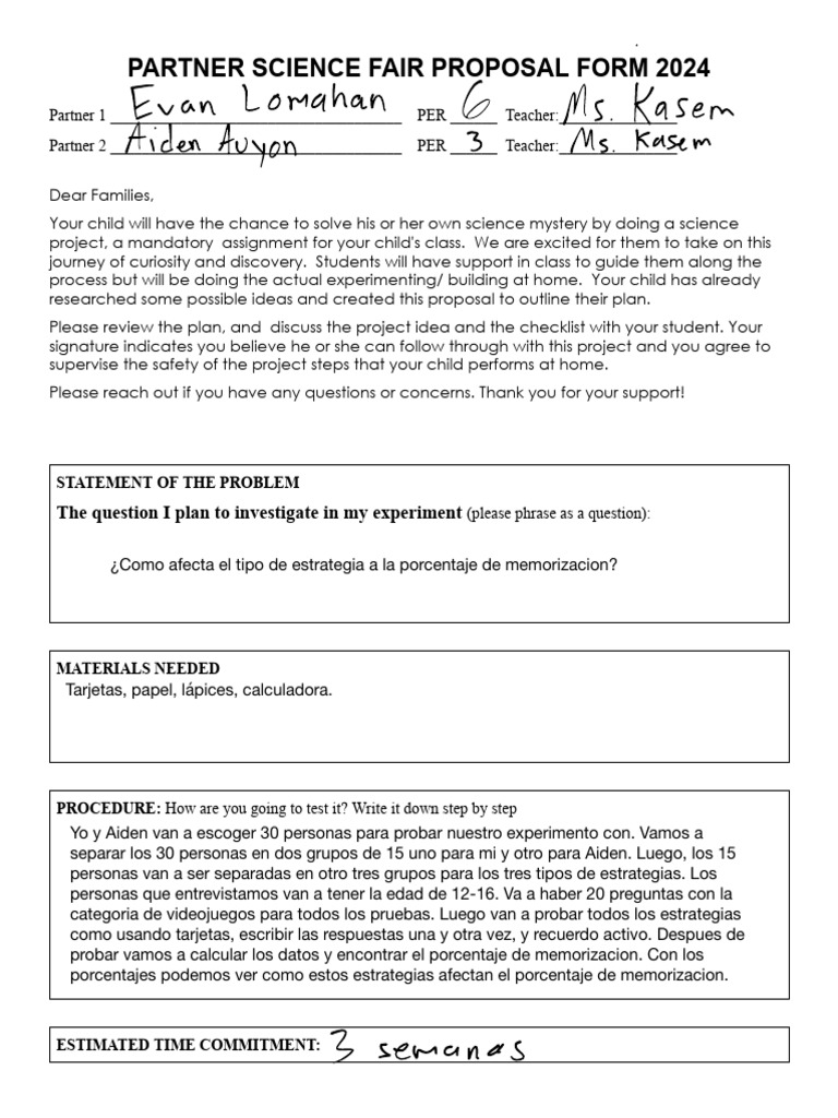 SCIENCE-FAIR-PROPOSAL-FORM-PARTNERS Eng 2024 | PDF