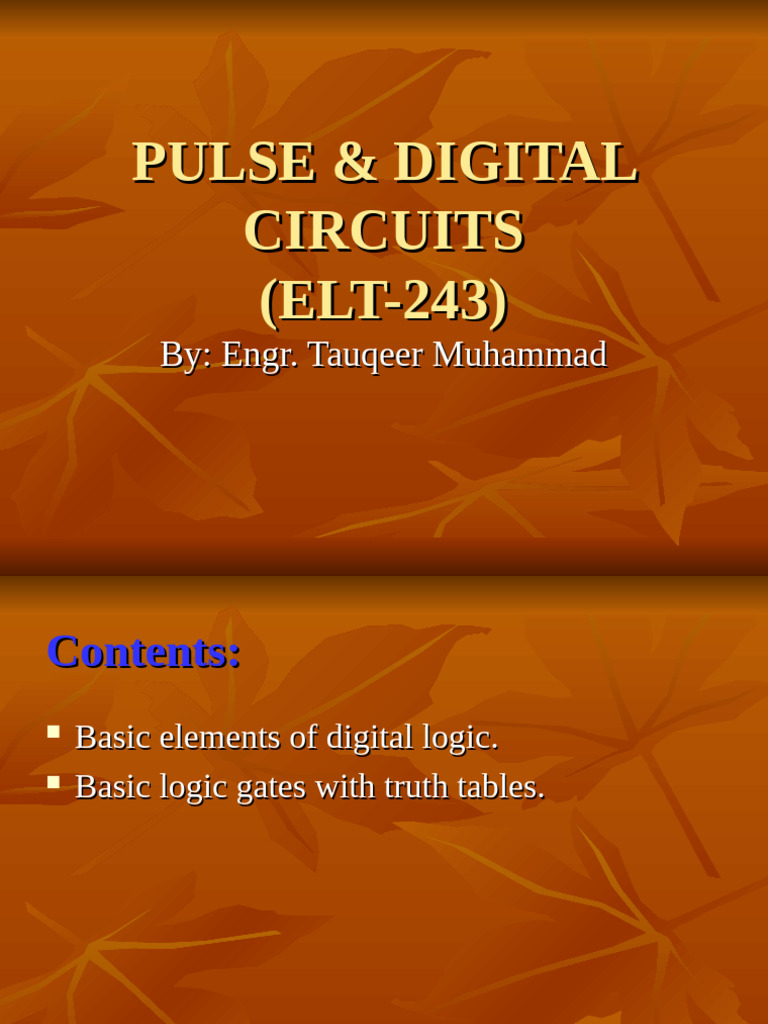 Pulse and Digital Circuits Overview | PDF | Logic Gate | Electrical ...