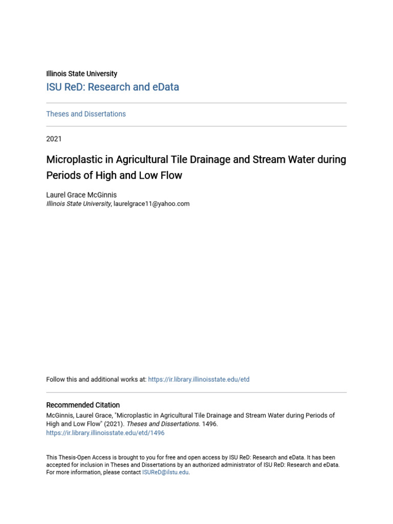 Microplastic in Agricultural Tile Drainage and Stream Water Durin | PDF ...