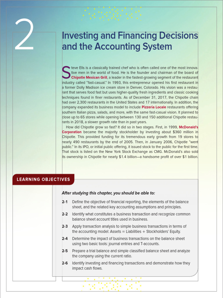 (Textbook) Chapter 2 - Investing and Financing Decisions and The ...