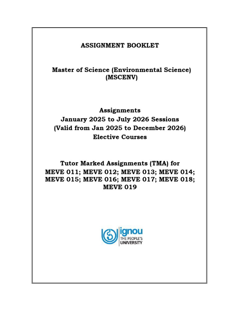 ASSIGNMENT BOOKLET MSCENV - 2025-26 - Electives | PDF | Climate Change ...