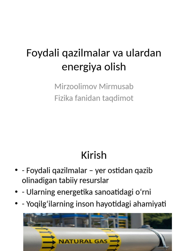 Foydali Qazilmalar Taqdimot Rasm Joyi Bilan | PDF