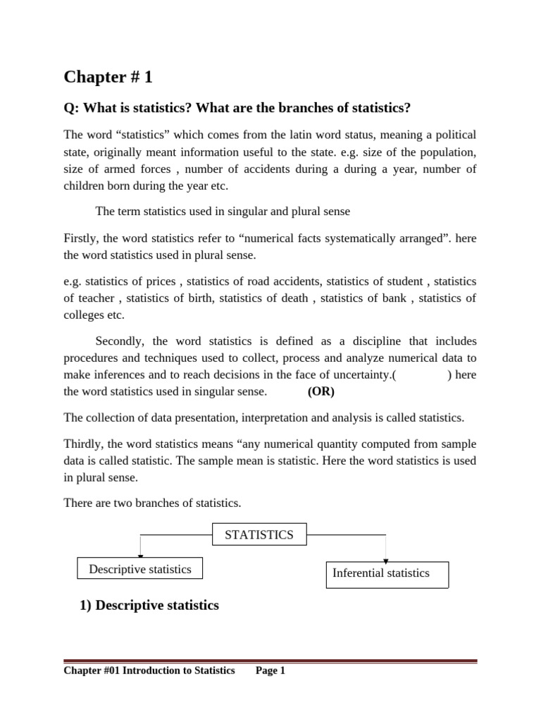 Chapter#1 Introduction To Statistics | PDF | Level Of Measurement | Statistics