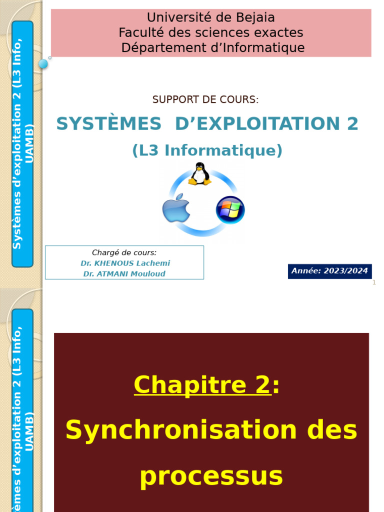 Support de Cours Se2 (Chapitre 2 Synchronisation Des Processus) - VF ...