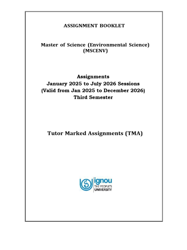 Assignments Booklet MSCENV - 2025-26 - Semester III MEV 017 MEV 018 MEV 019 | PDF | Methodology ...