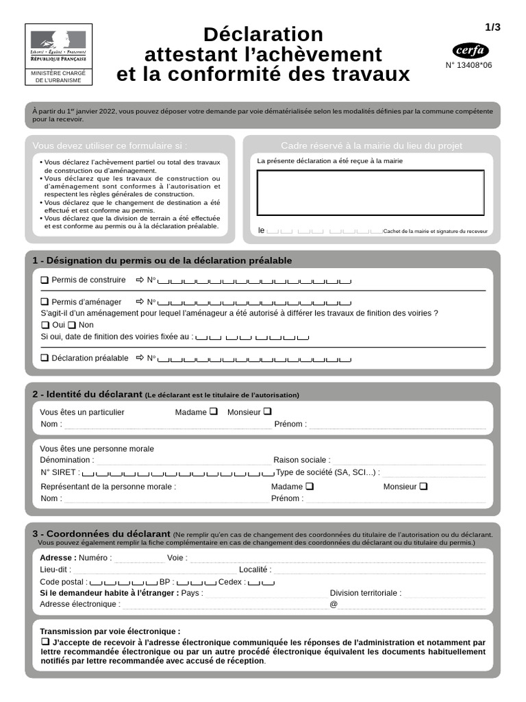 Déclaration Achèvement Travaux Impots