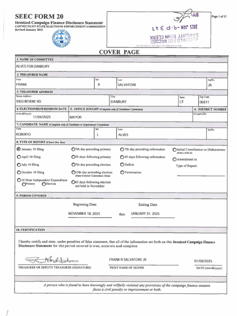 Alves for Danbury SEEC 20 January 10 2025 | PDF