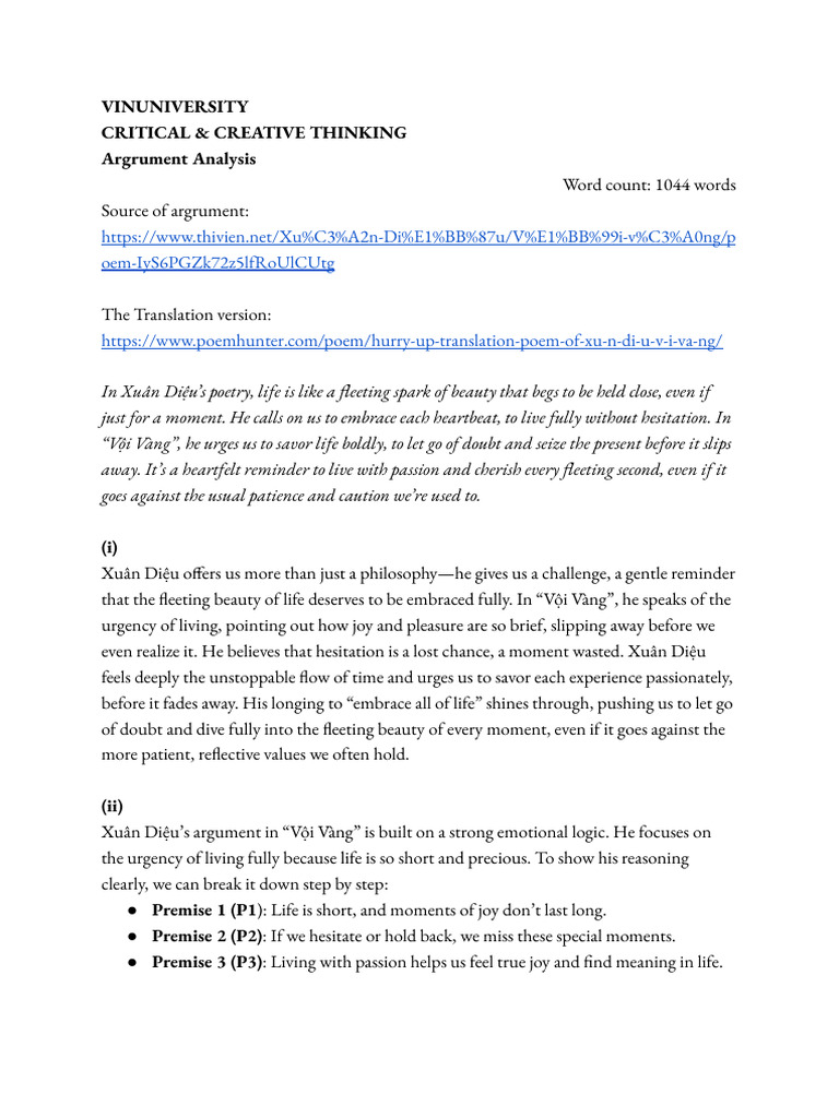 [Critical & Creatve Thinking]_argument Analysis | PDF | Argument | Deductive Reasoning