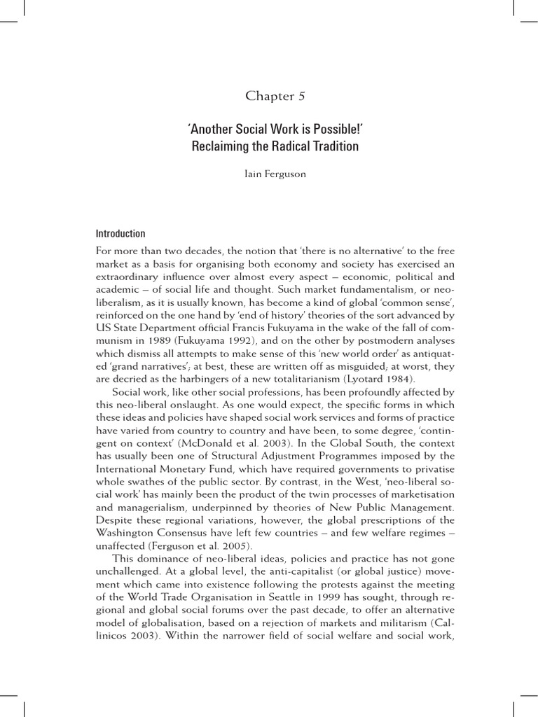2009, Fergusson, Radical Social Work | PDF | Neoliberalism | Social Work