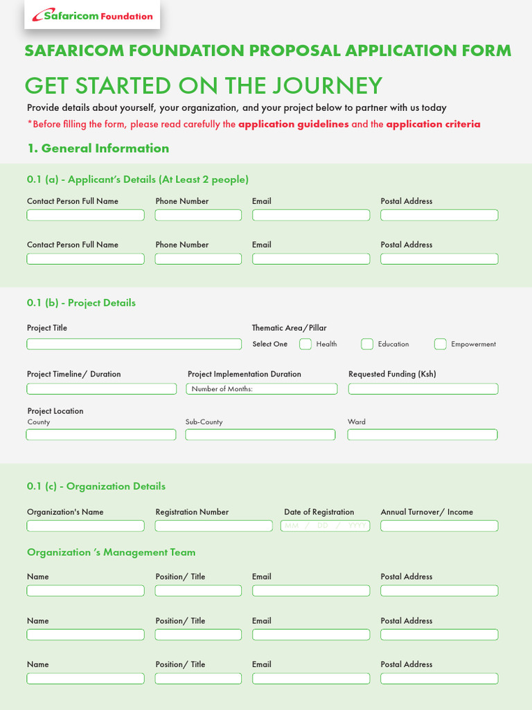 Safaricom Foundation Proposal Form 2025 | PDF