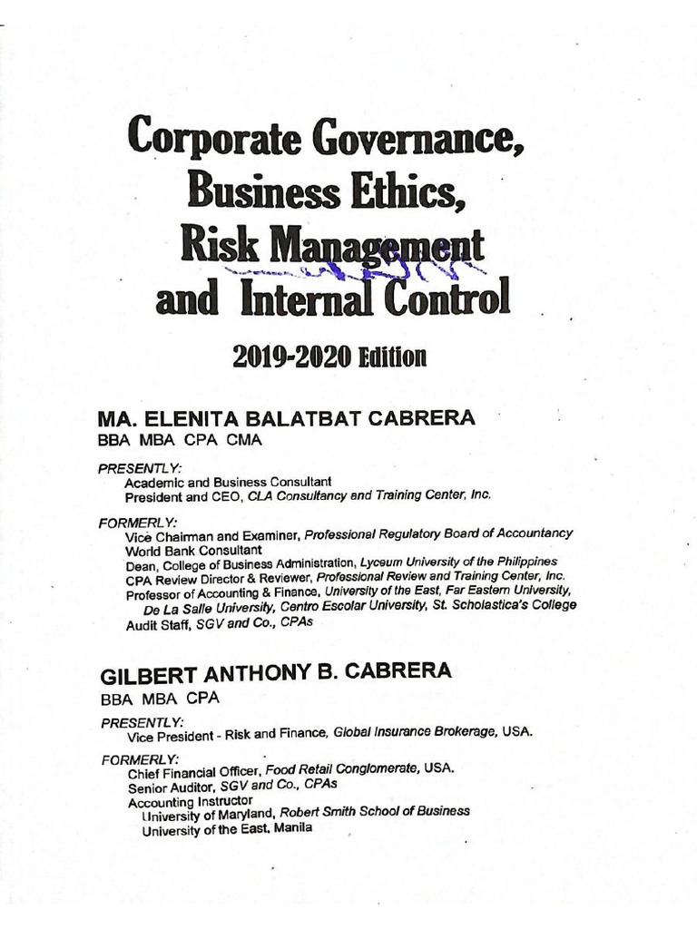 Corporate Governance, Business Ethics, Risk-Management and Internal ...