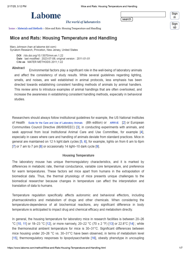 Mice and Rats_ Housing Temperature and Handling ...
