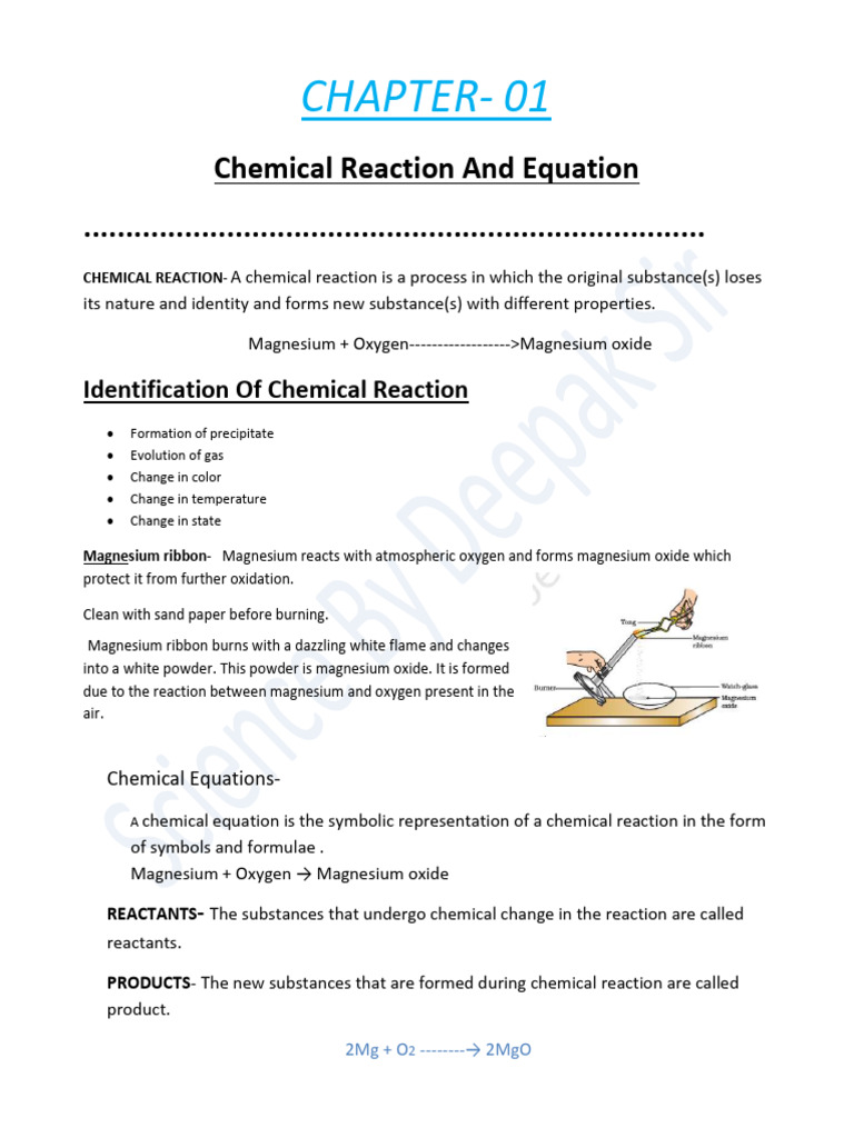 Class 10 Science Chapter 1 Notes | PDF | Redox | Chemical Reactions