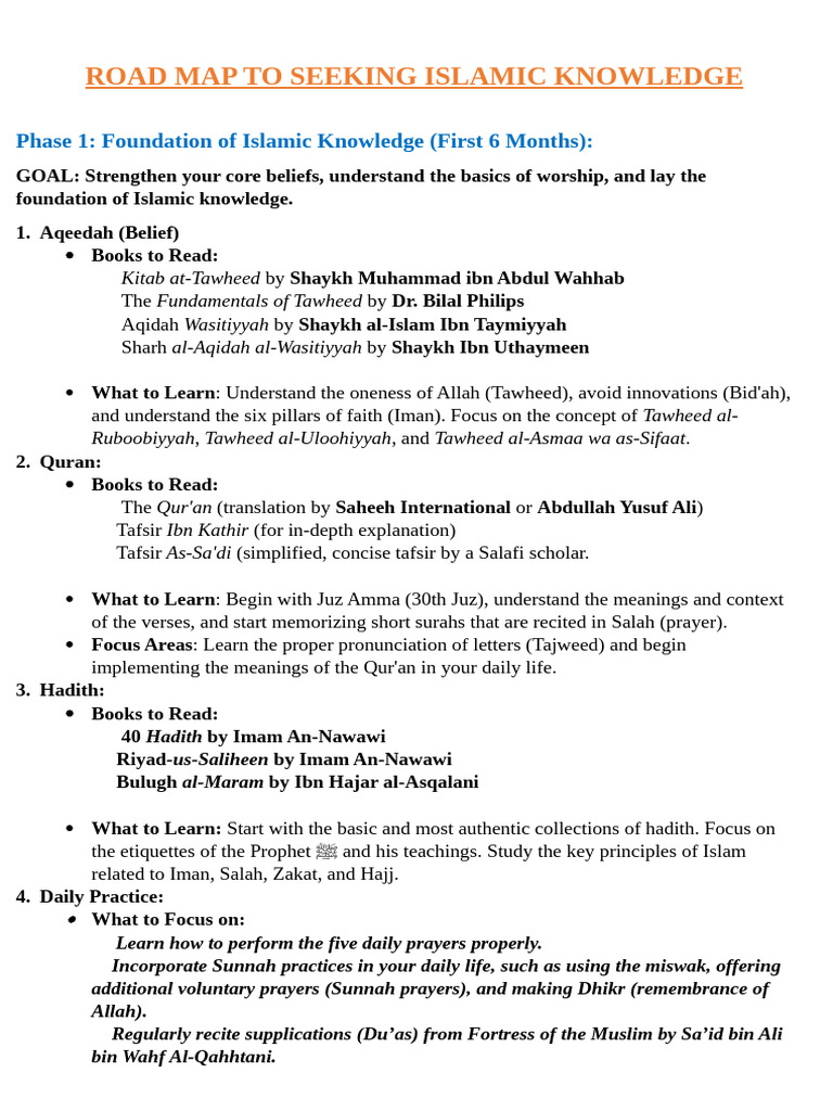 Roadmap to Islamic Knowledge Mastery | PDF | Quran | Islam