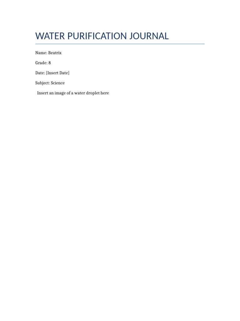 Water Purification Journal Editable | PDF | Water Purification | Water