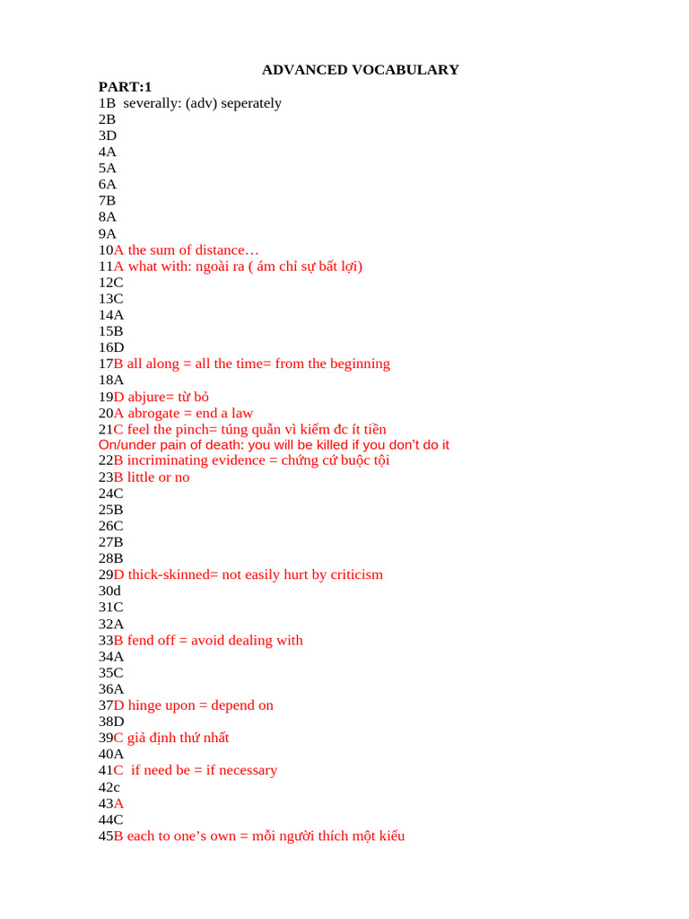 Advanced Vocabulary | PDF