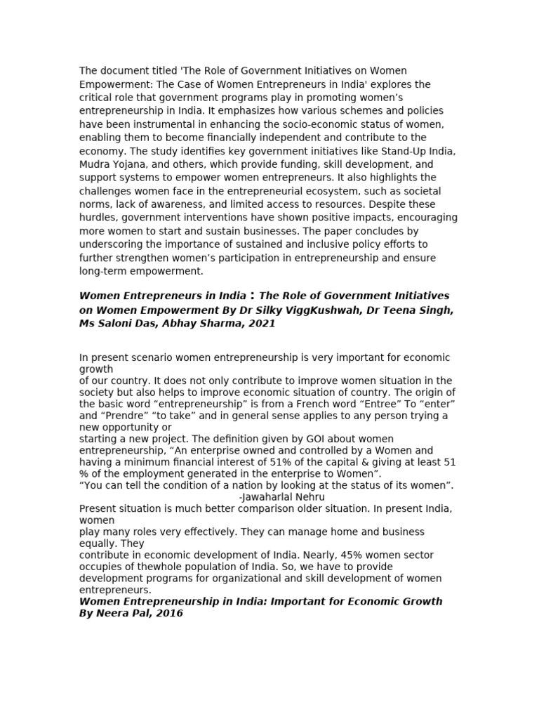 Short Note Women Empowerment | PDF | Entrepreneurship | Empowerment
