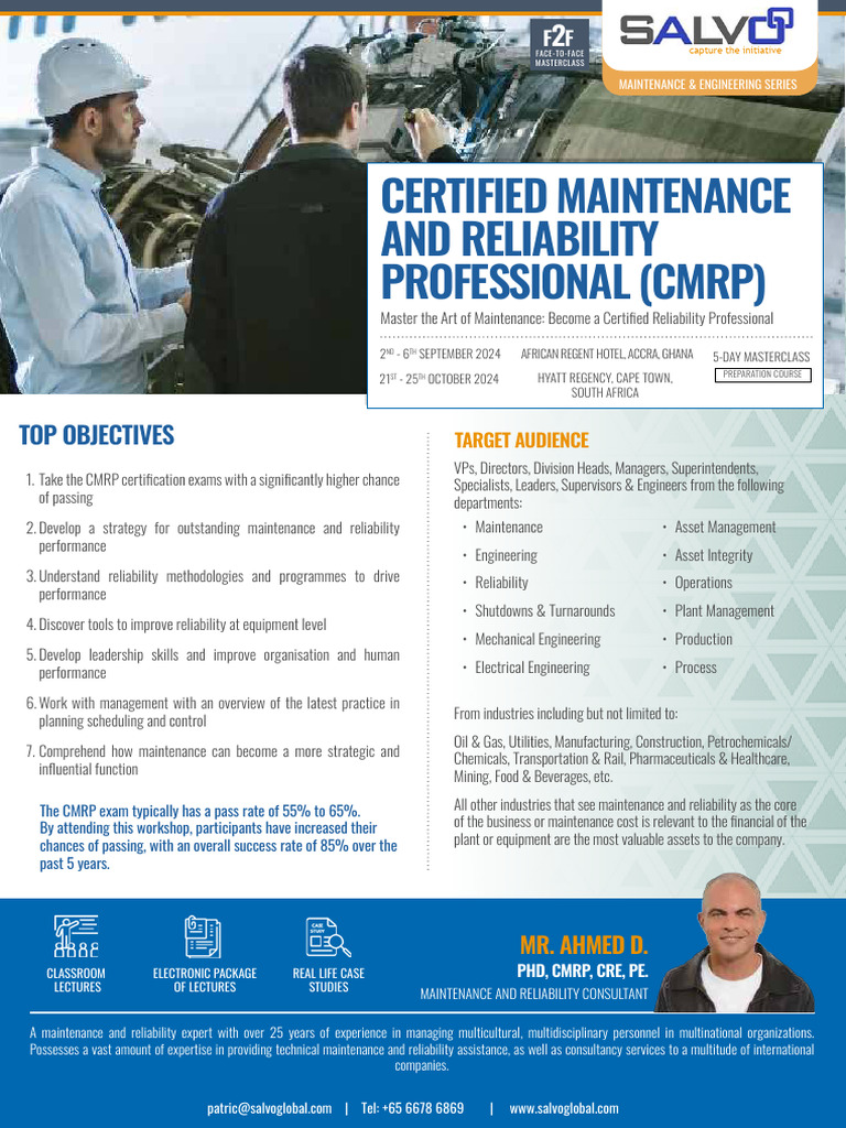 CMRP Certification Masterclass Benefits | PDF | Reliability Engineering ...