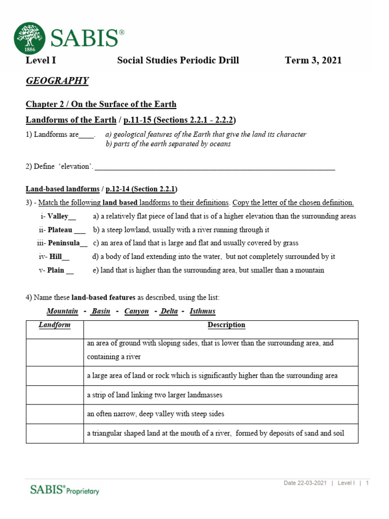 K2021 Level I Social Studies T3P1 Drill Geog-With AK | PDF | Latitude ...