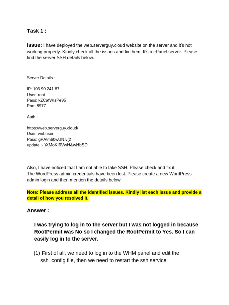 Wordpress and WHM Cpanel Training Tasks | PDF | Word Press | Computer Architecture