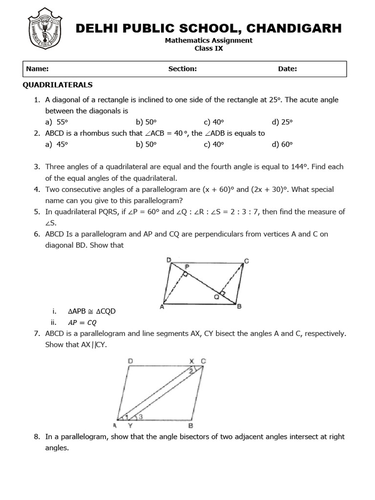 Quadrilateral Angle Problems and Proofs | PDF