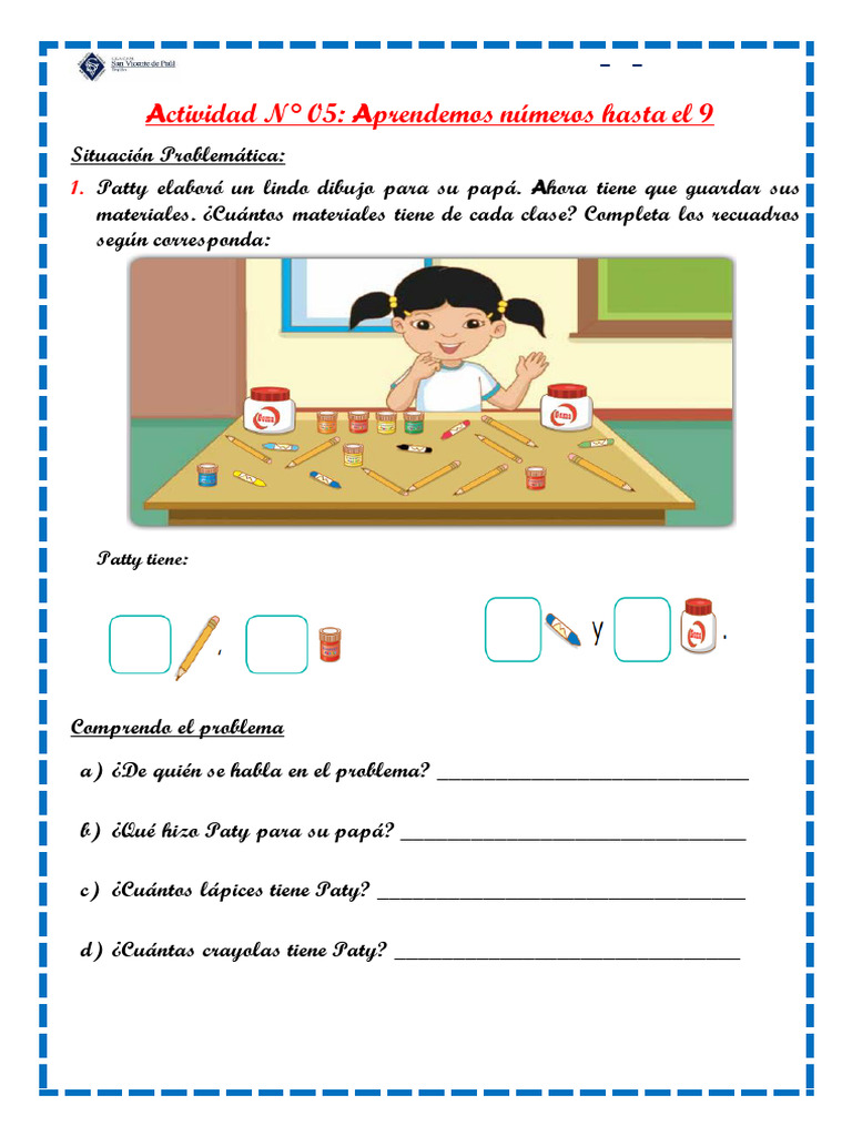 Ficha N 05 Aprendemos Los Numeros Hasta El 9 | PDF