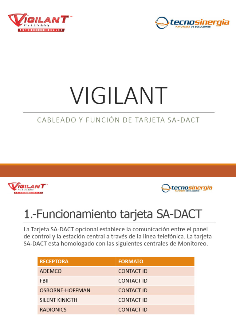 Nt Vigilant Ubicacion Conexion Sa Dact | PDF | Conector eléctrico ...